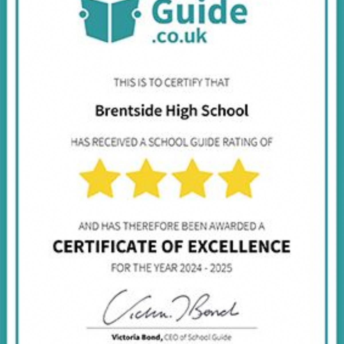 Brentside High School - Brentside wins Certificate of Excellence